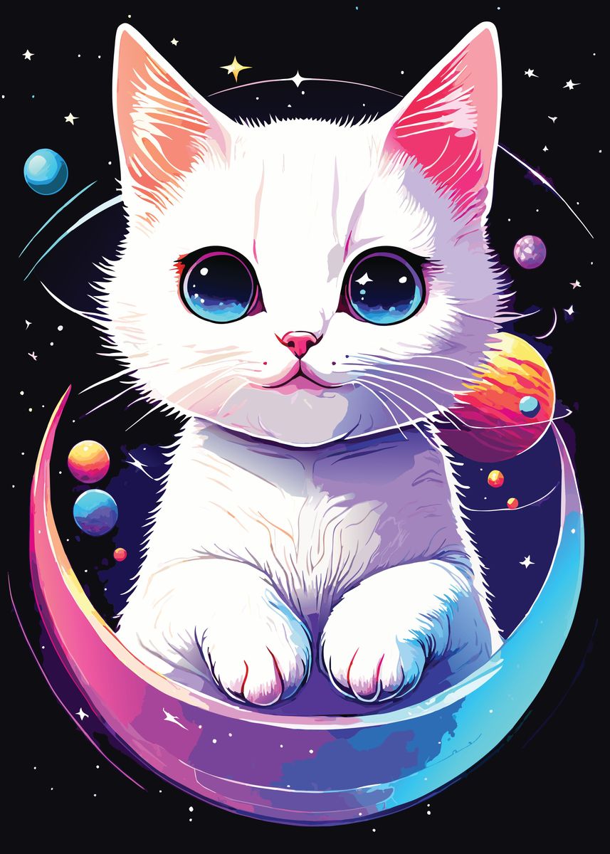 'Cute Space Cats' Poster, picture, metal print, paint by Fireabend ...