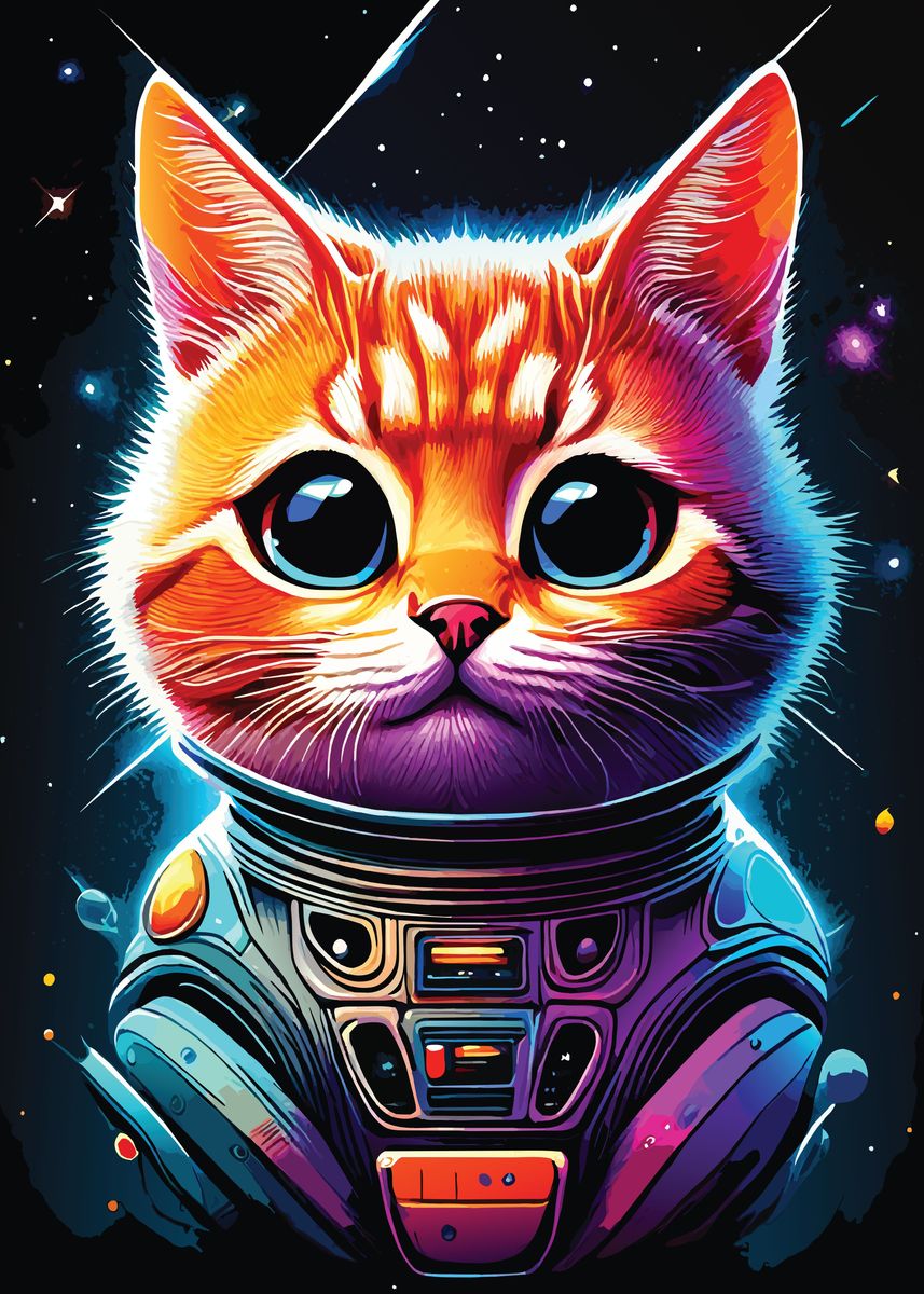 'Cute Space Cats' Poster, picture, metal print, paint by Fireabend ...