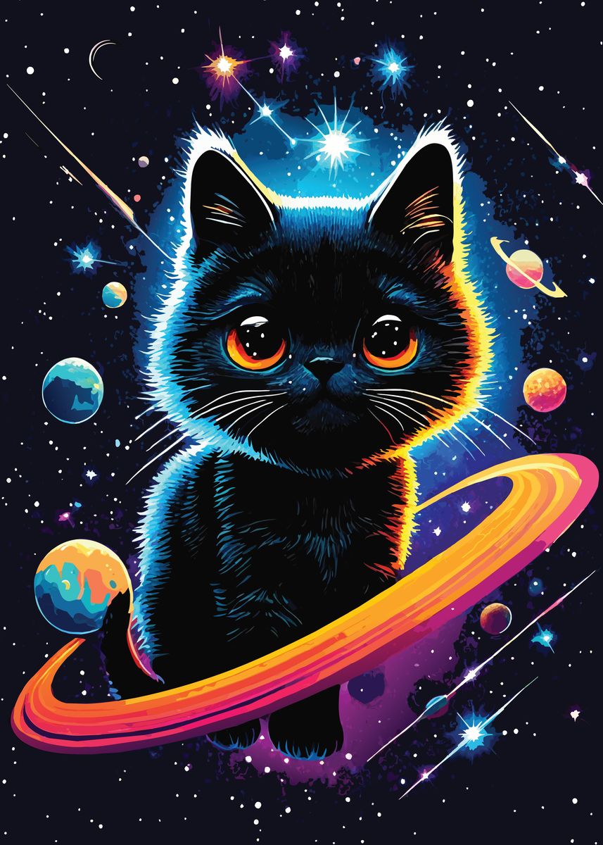 'Cute Space Cats' Poster, picture, metal print, paint by Fireabend ...
