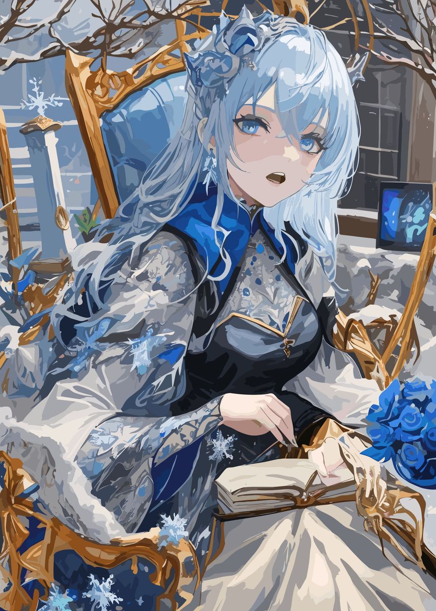 'The blue and winter witch' Poster, picture, metal print, paint by ...