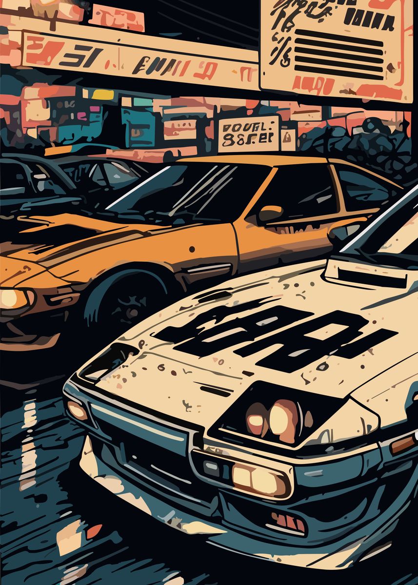 'TOKYO NIGHT CAR' Poster, picture, metal print, paint by HSG artshop ...