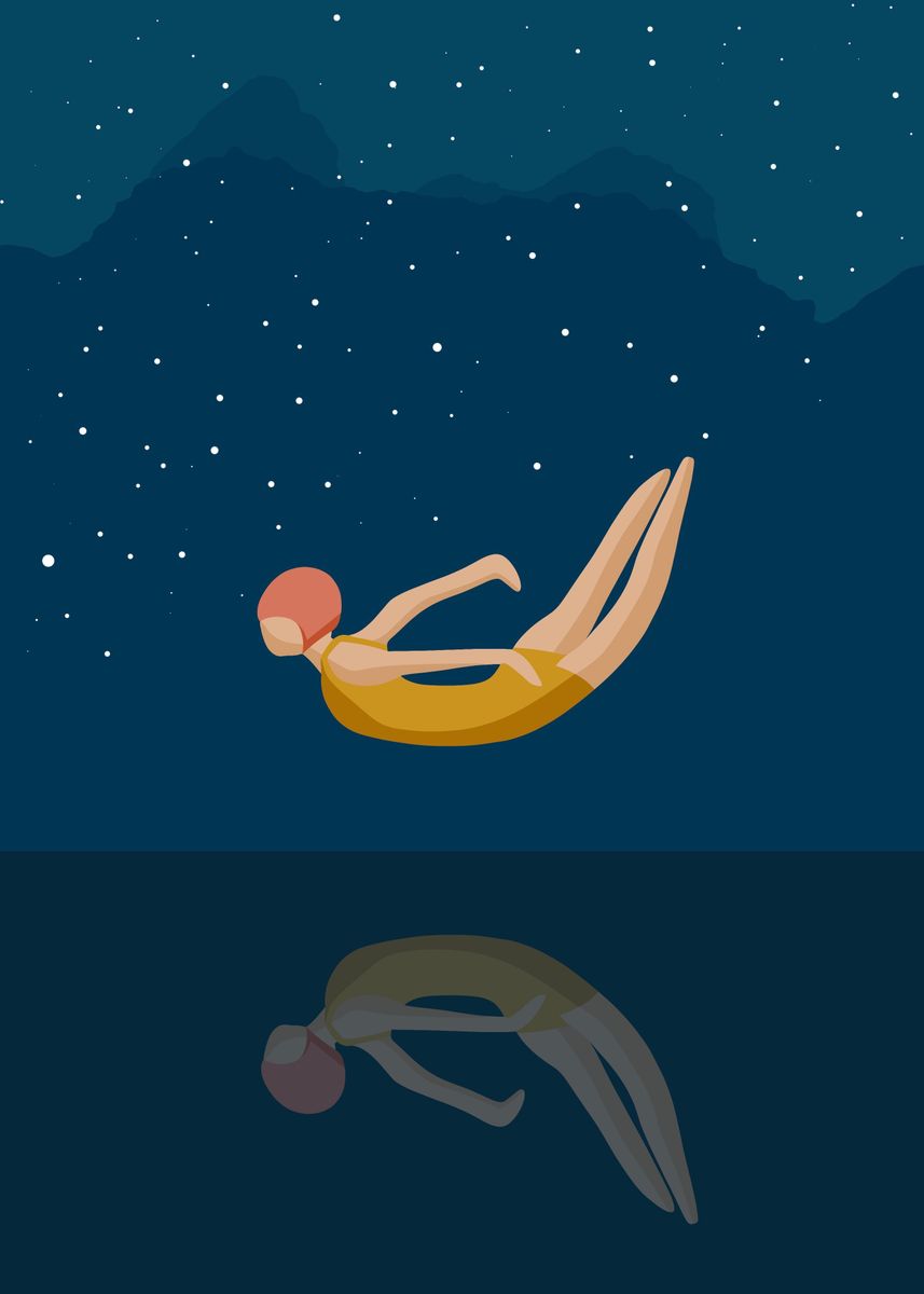 'Night swimming ' Poster, picture, metal print, paint by wan studio 50 ...