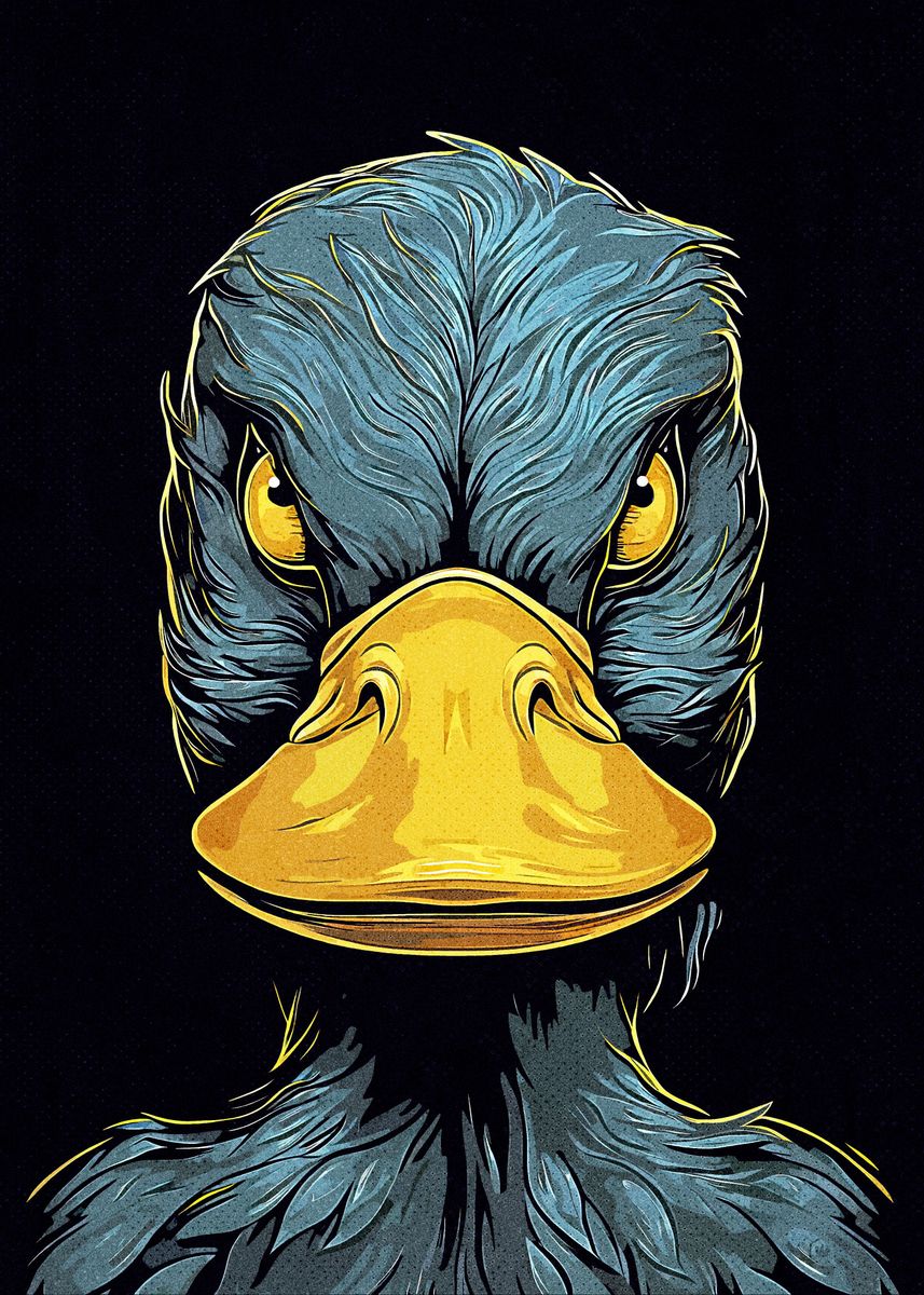 'Black Duck Expression' Poster, picture, metal print, paint by Ammar Zain | Displate