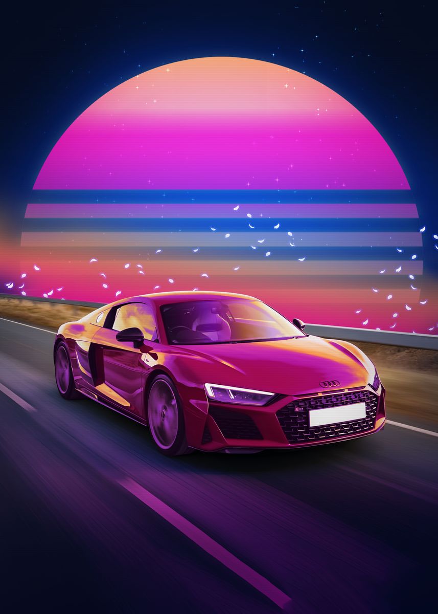 'R8 Synthwave' Poster, picture, metal print, paint by Aliigal Artwork ...
