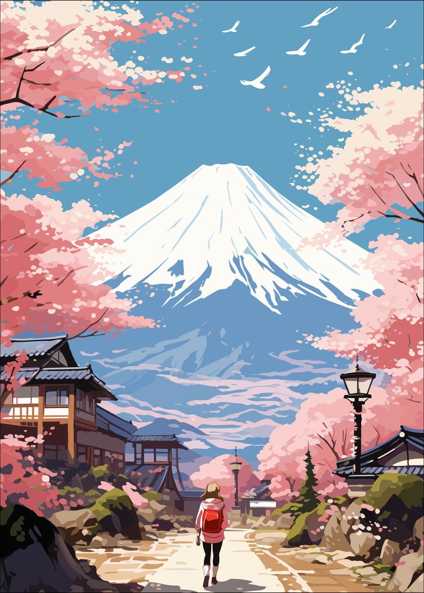 'Vision of Fujiyama' Poster, picture, metal print, paint by PosterSociety | Displate