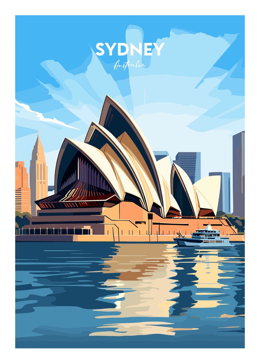 'Sydney Travel Poster' Poster, picture, metal print, paint by Deer ...