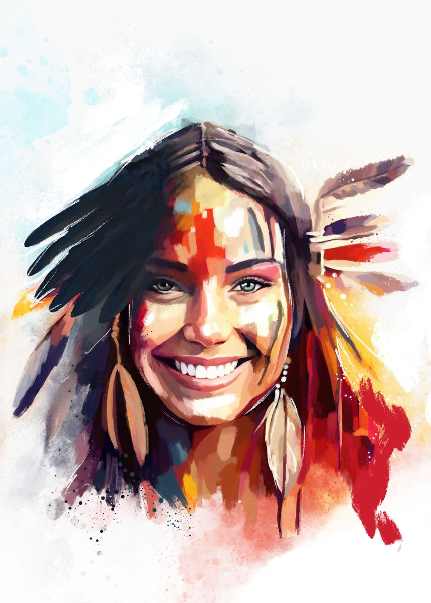 'Smiling Woman' Poster, picture, metal print, paint by Turli Thu | Displate