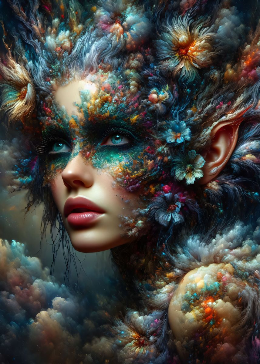 'Cosmic Fairy Portrait' Poster, picture, metal print, paint by ...