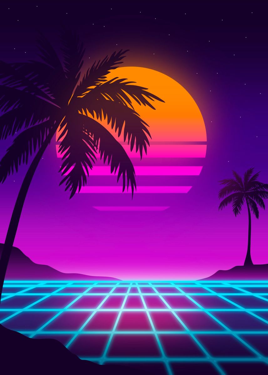 'Retrowave V2' Poster, picture, metal print, paint by artisticdesign ...
