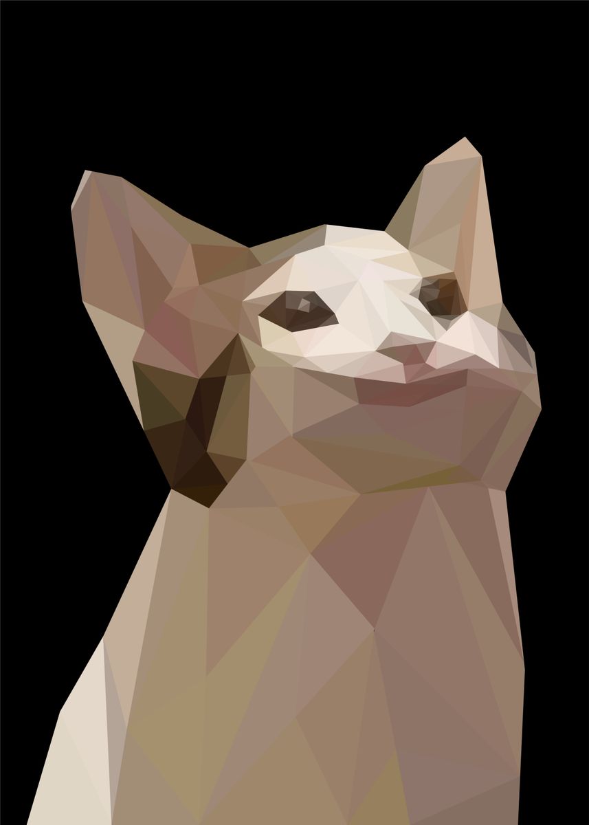 'pop cat meme part 2' Poster, picture, metal print, paint by Lowpoly ...