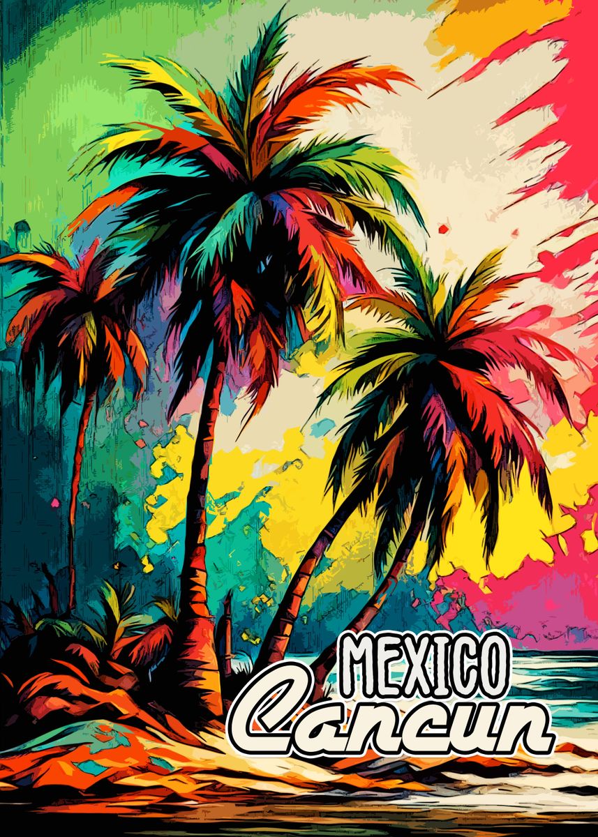 'Cancun Mexico Pop Art' Poster, picture, metal print, paint by OliArt ...