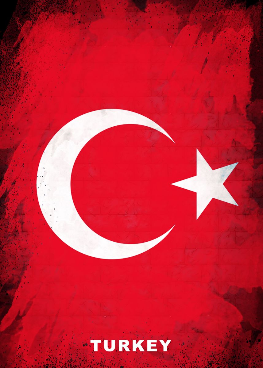 'TURKEY FLAG' Poster, picture, metal print, paint by Cerah Art | Displate