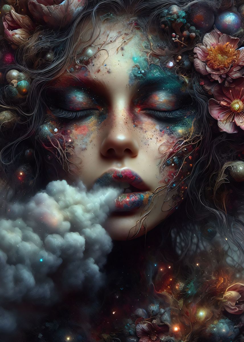 'Cosmic Fairy Portrait' Poster, picture, metal print, paint by ...