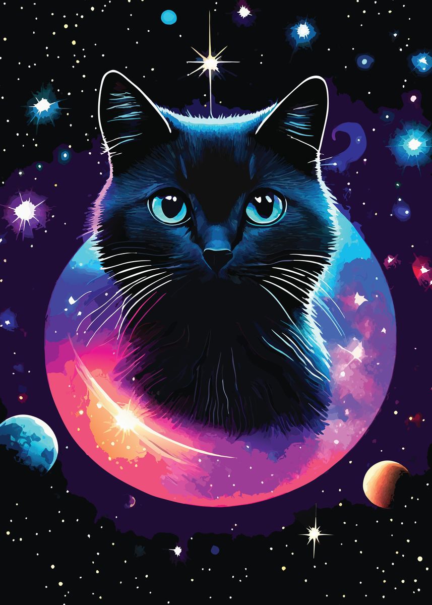'Cute Space Cats' Poster, picture, metal print, paint by Fireabend ...