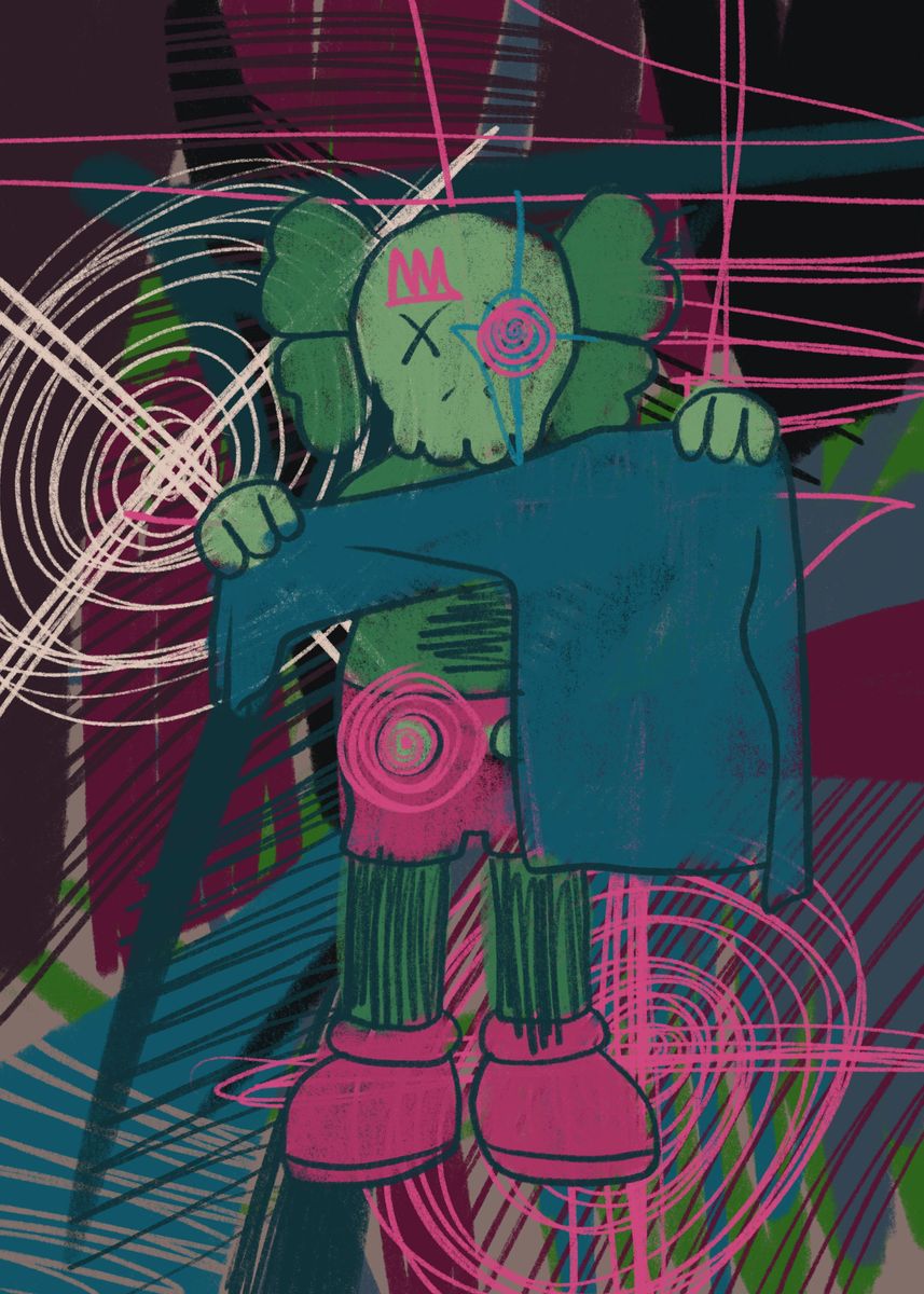 'Kaws Dolls unique abstrac' Poster, picture, metal print, paint by masn ...