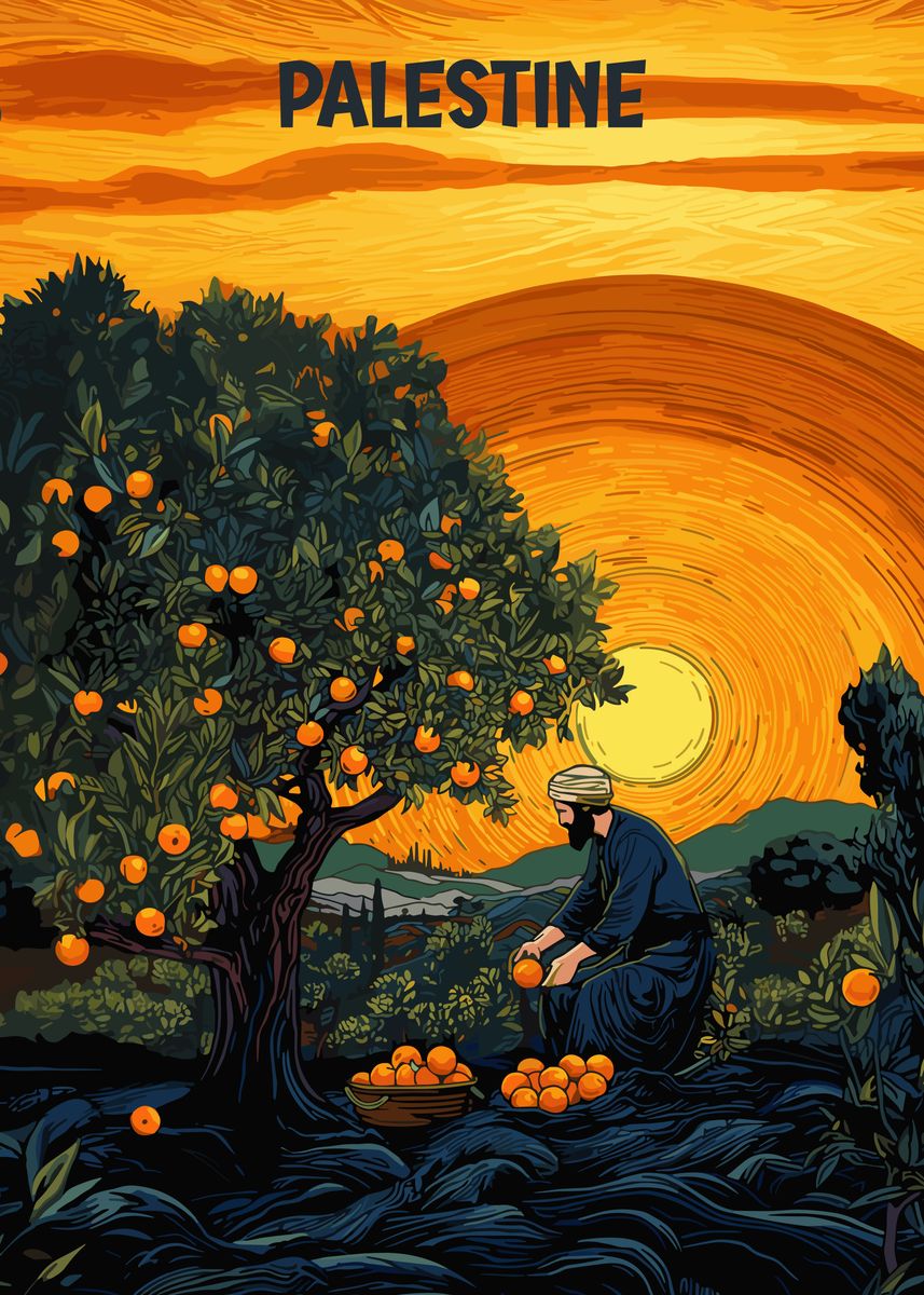 'Orange Picking Palestine' Poster, picture, metal print, paint by Omar ...