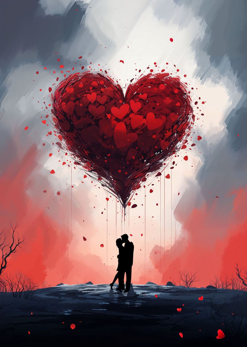 'Cute Couple in Love' Poster, picture, metal print, paint by Maxline ...