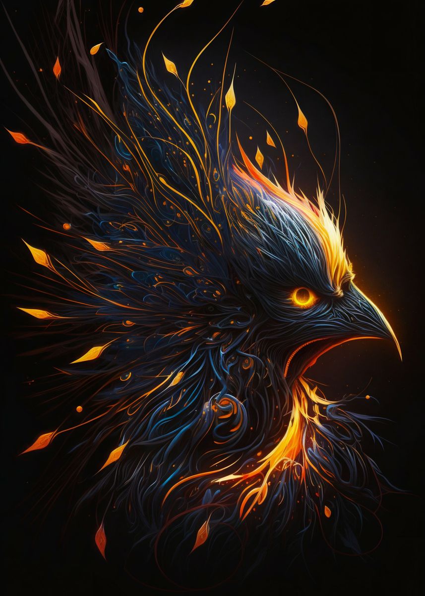 'phoenix bird' Poster, picture, metal print, paint by NapArt | Displate