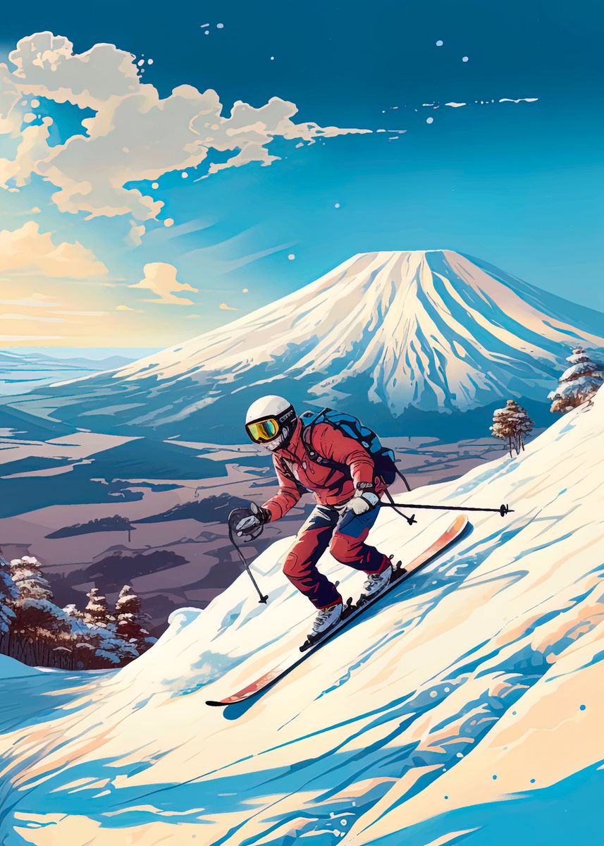 'snowboard japanese' Poster, picture, metal print, paint by Anime Manga ...