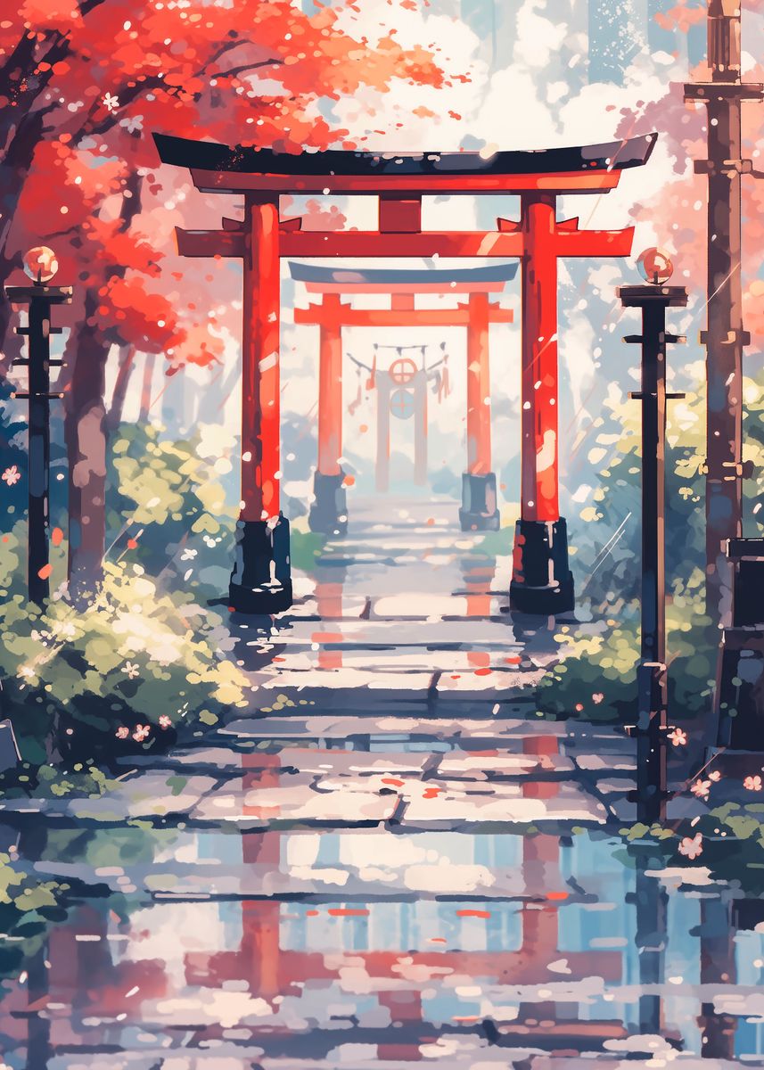 'Torii Gateway' Poster, picture, metal print, paint by The creative Hub ...