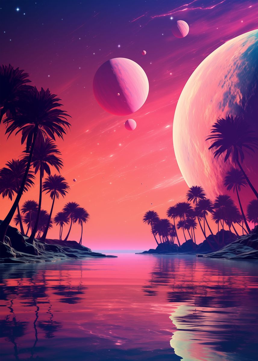 'Space Sunset' Poster, picture, metal print, paint by Fahrudin ...