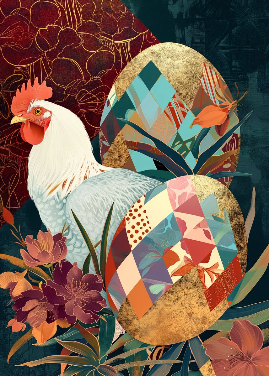 'Eclectic Boho Chicken Eggs' Poster, picture, metal print, paint by TK ...