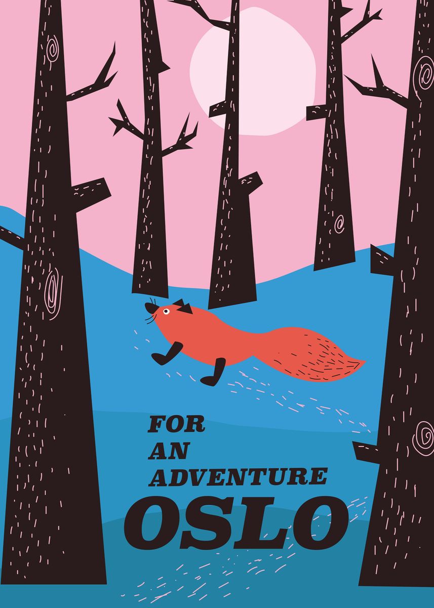 'Oslo Travel poster' Poster, picture, metal print, paint by David Green ...