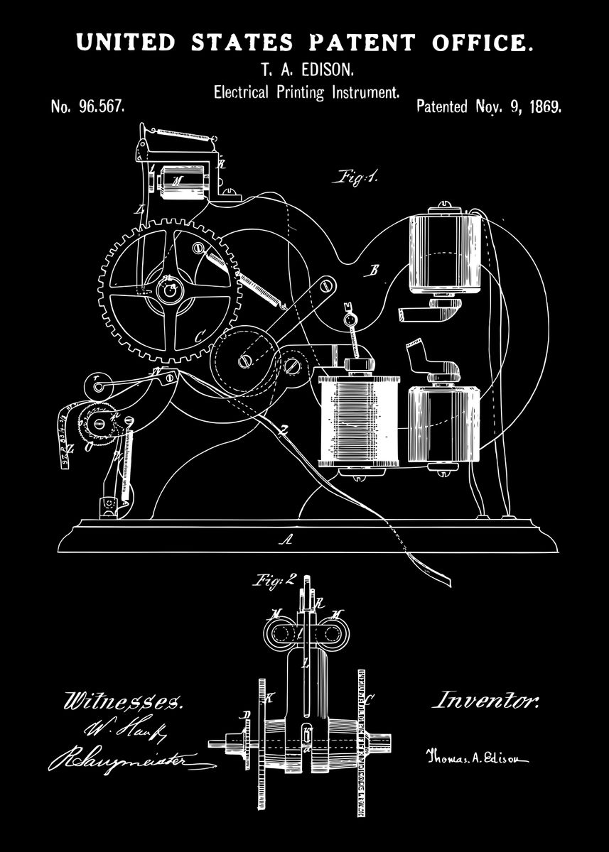'Electrical printing patent' Poster, picture, metal print, paint by Sam ...