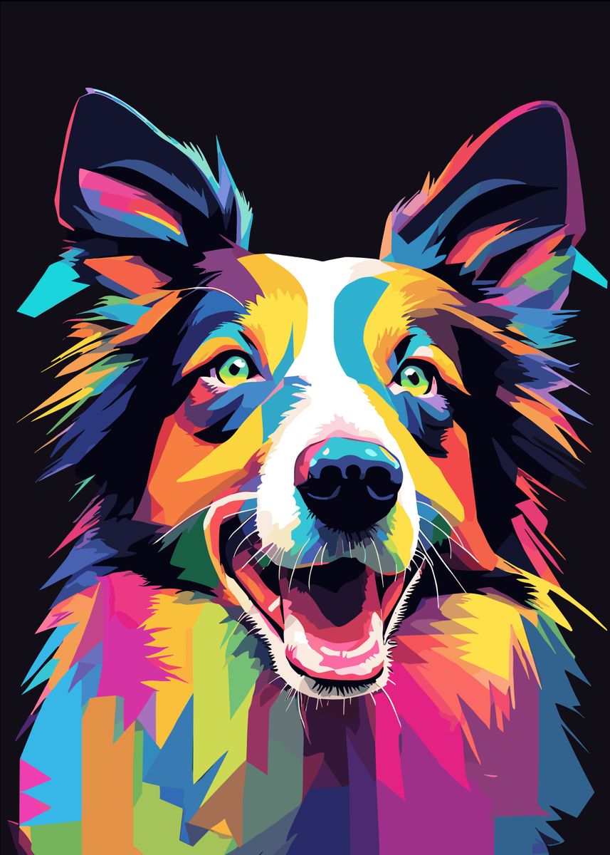 'Border Collie Pop Art 2' Poster, picture, metal print, paint by MASTER ...