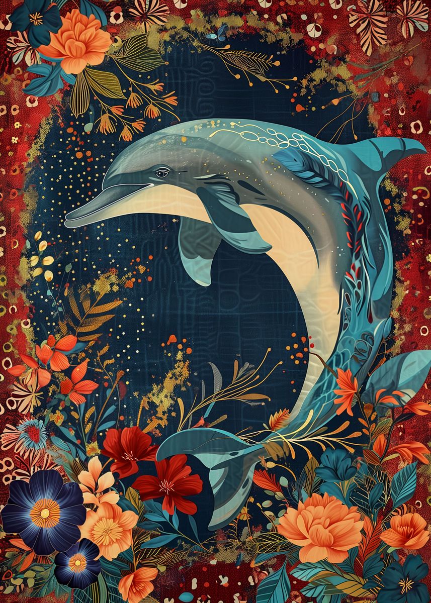 'Eclectic Boho Dolphin' Poster, picture, metal print, paint by TK Jones ...