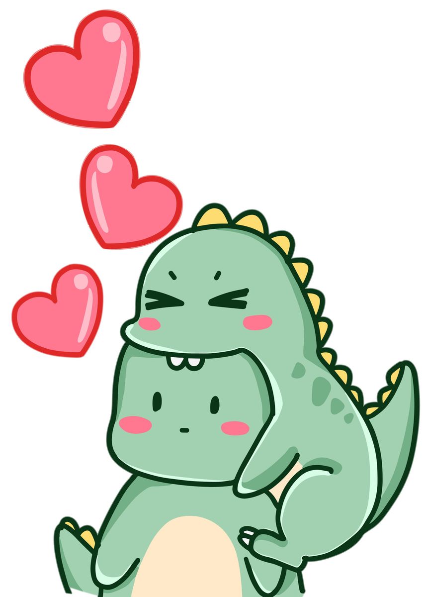'Cute Kawaii Dinosaur kids' Poster, picture, metal print, paint by Karx ...