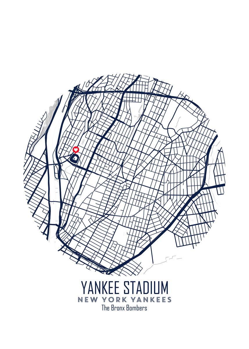 'Yankee Stadium Map' Poster, picture, metal print, paint by KI RU ...