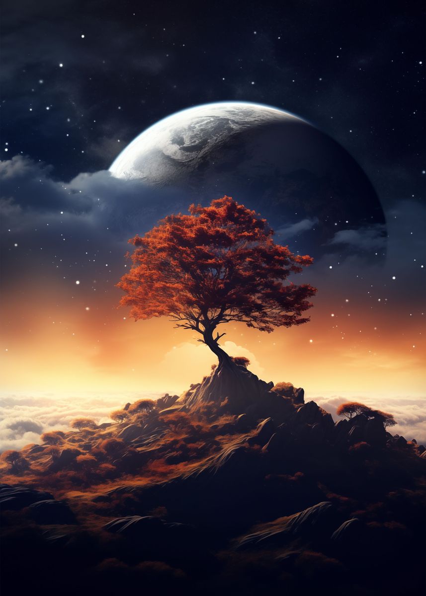 'Space Maple Tree' Poster, picture, metal print, paint by Fahrudin ...