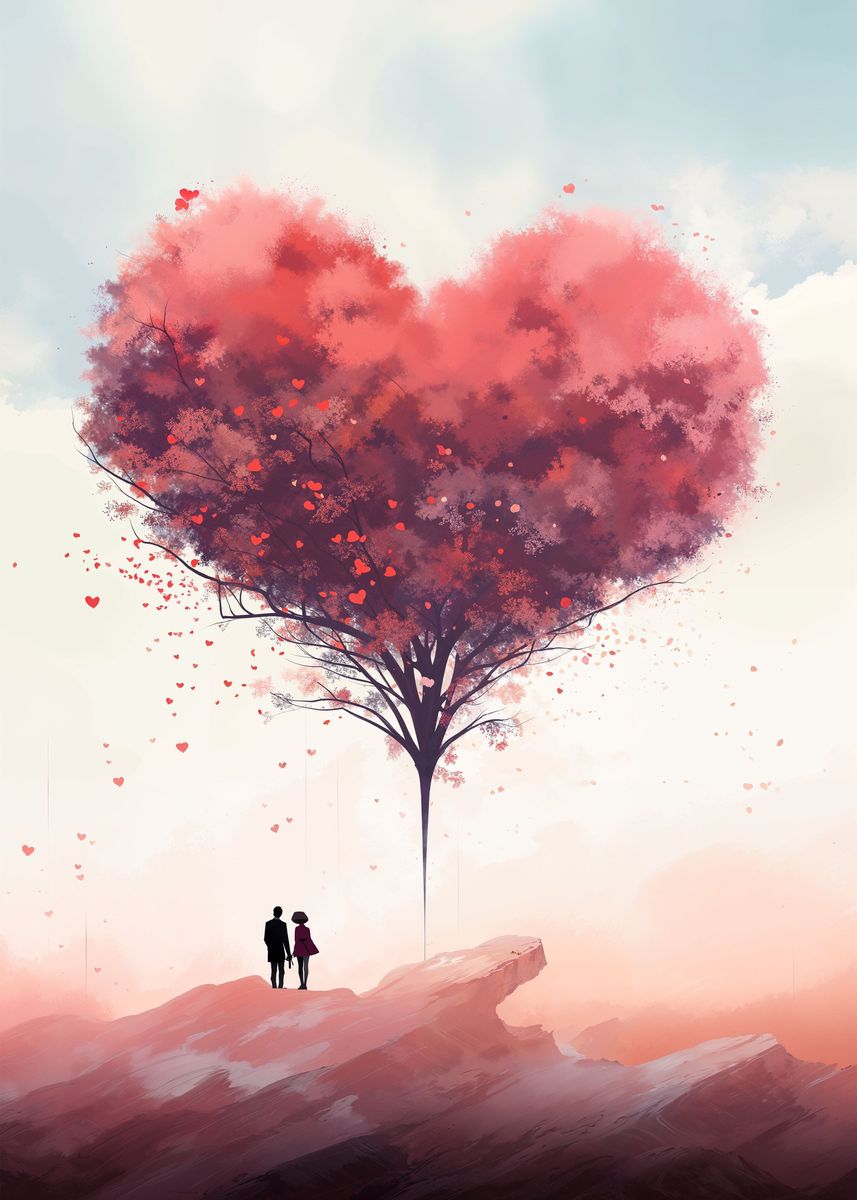 'Cute Couple in Love' Poster, picture, metal print, paint by Maxline ...