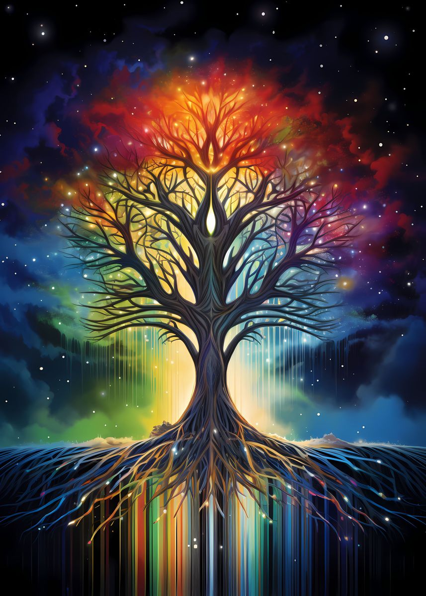 'Cosmic Galaxy Tree of Life' Poster, picture, metal print, paint by ...