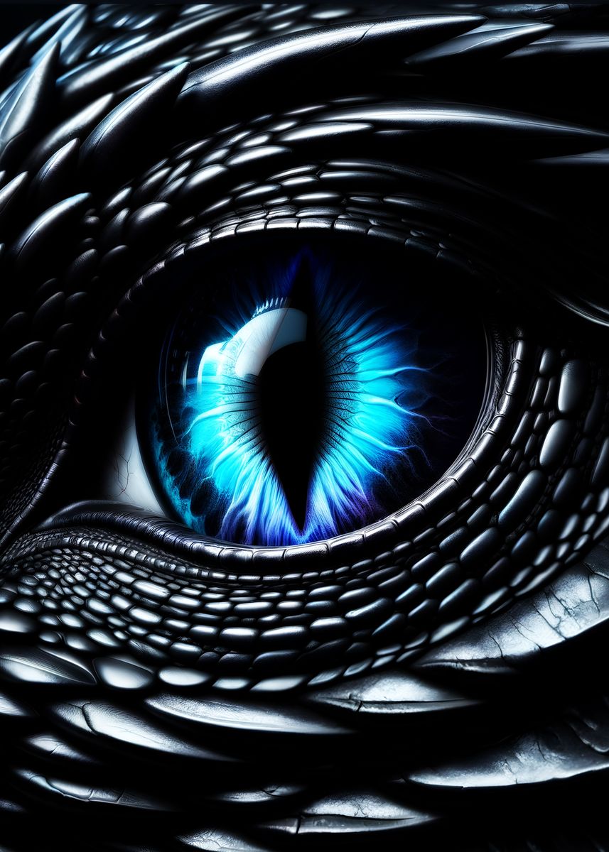 'Blue Dragon Eye' Poster, picture, metal print, paint by MDZ | Displate