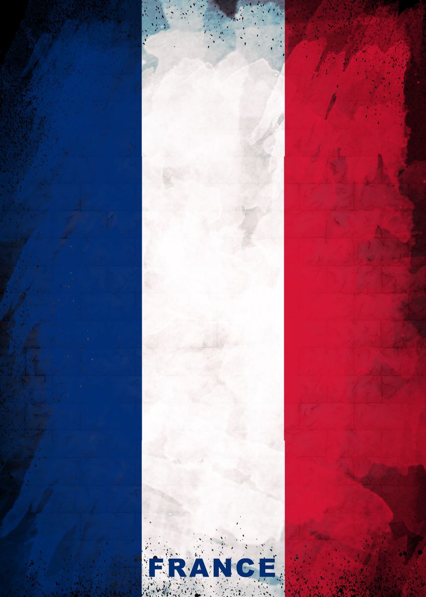 'FRANCE FLAG' Poster, picture, metal print, paint by Cerah Art | Displate