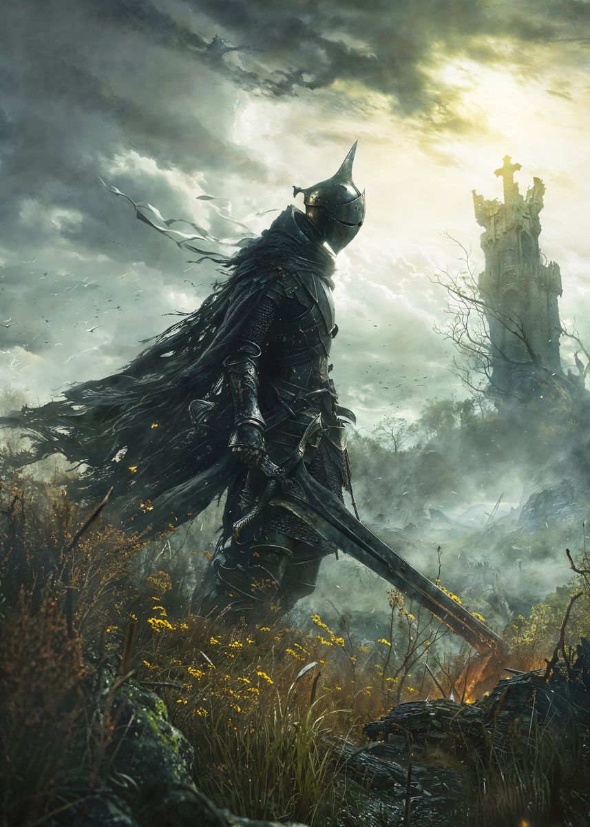 'Dark Knight of Desolation' Poster, picture, metal print, paint by Pixaverse | Displate