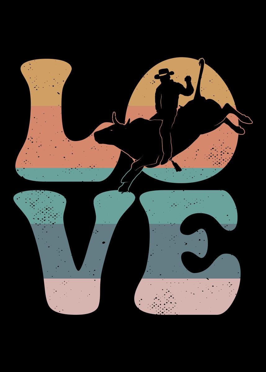 'Bull Rider Bull Riding' Poster, picture, metal print, paint by ...