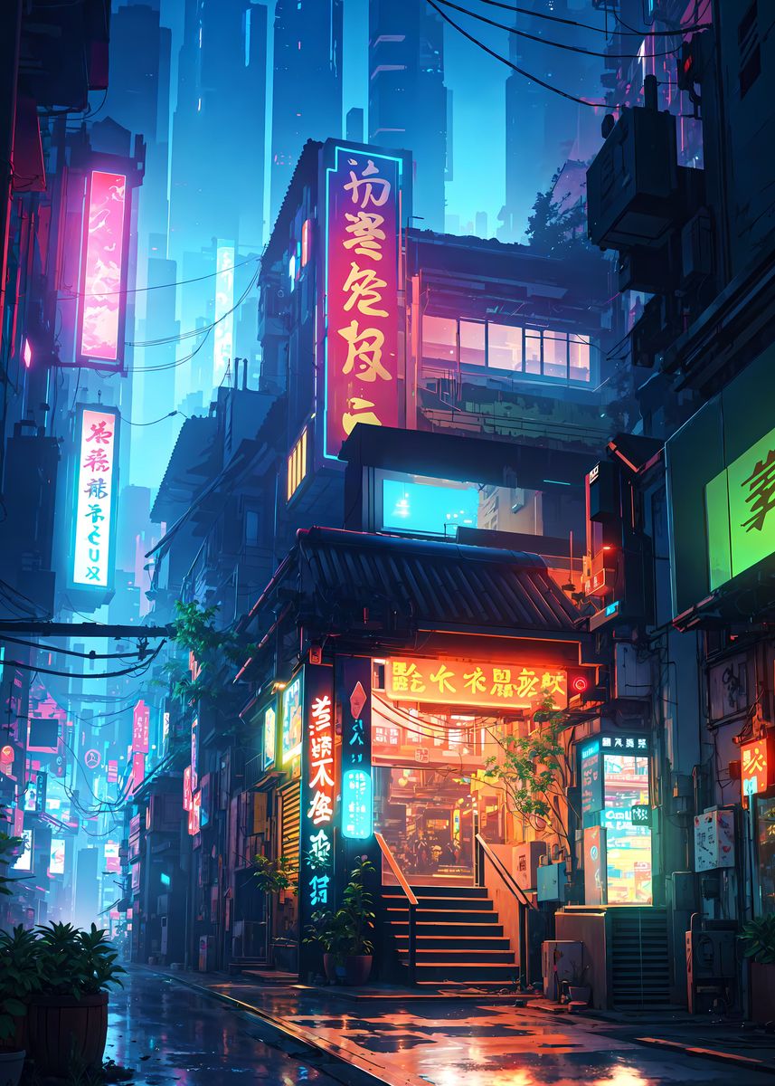 'Night City' Poster, picture, metal print, paint by SideygitArt | Displate