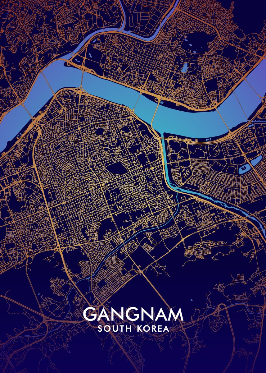 'Gangam City Map' Poster, picture, metal print, paint by Miracle Studio ...