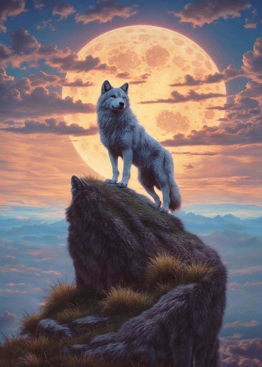 'Wolf on top of a hill ' Poster, picture, metal print, paint by Zeeshan ...