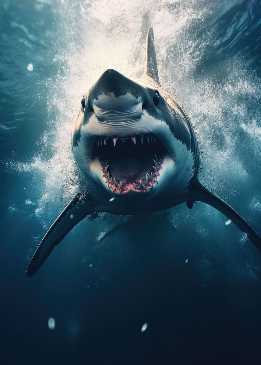 'Great White Shark 3' Poster, picture, metal print, paint by JR ...