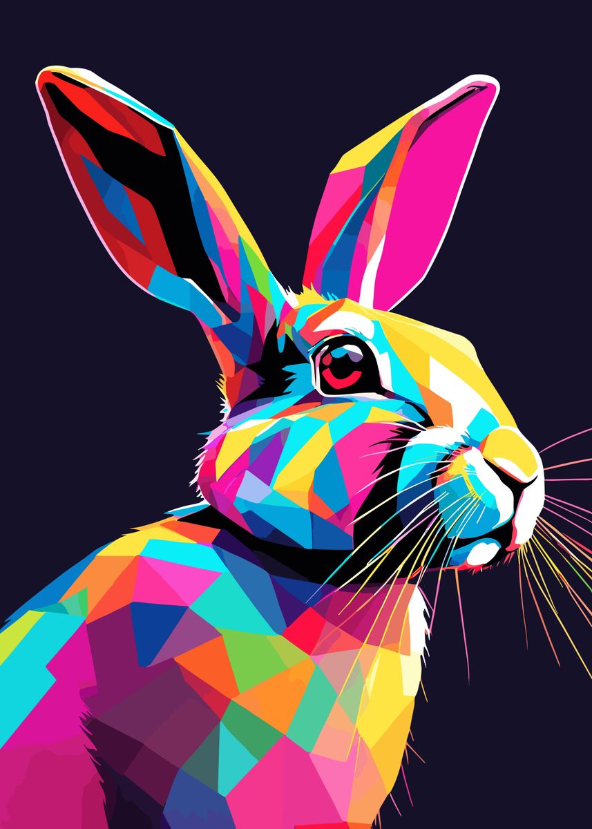'Rabbit Pop Art 2' Poster, picture, metal print, paint by MASTER HOLLOW | Displate