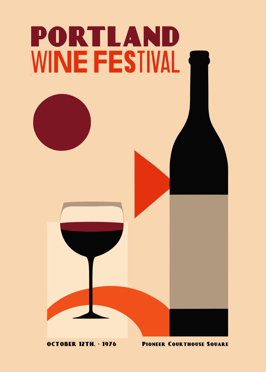 'Portland Wine Festival Art' Poster, picture, metal print, paint by ...