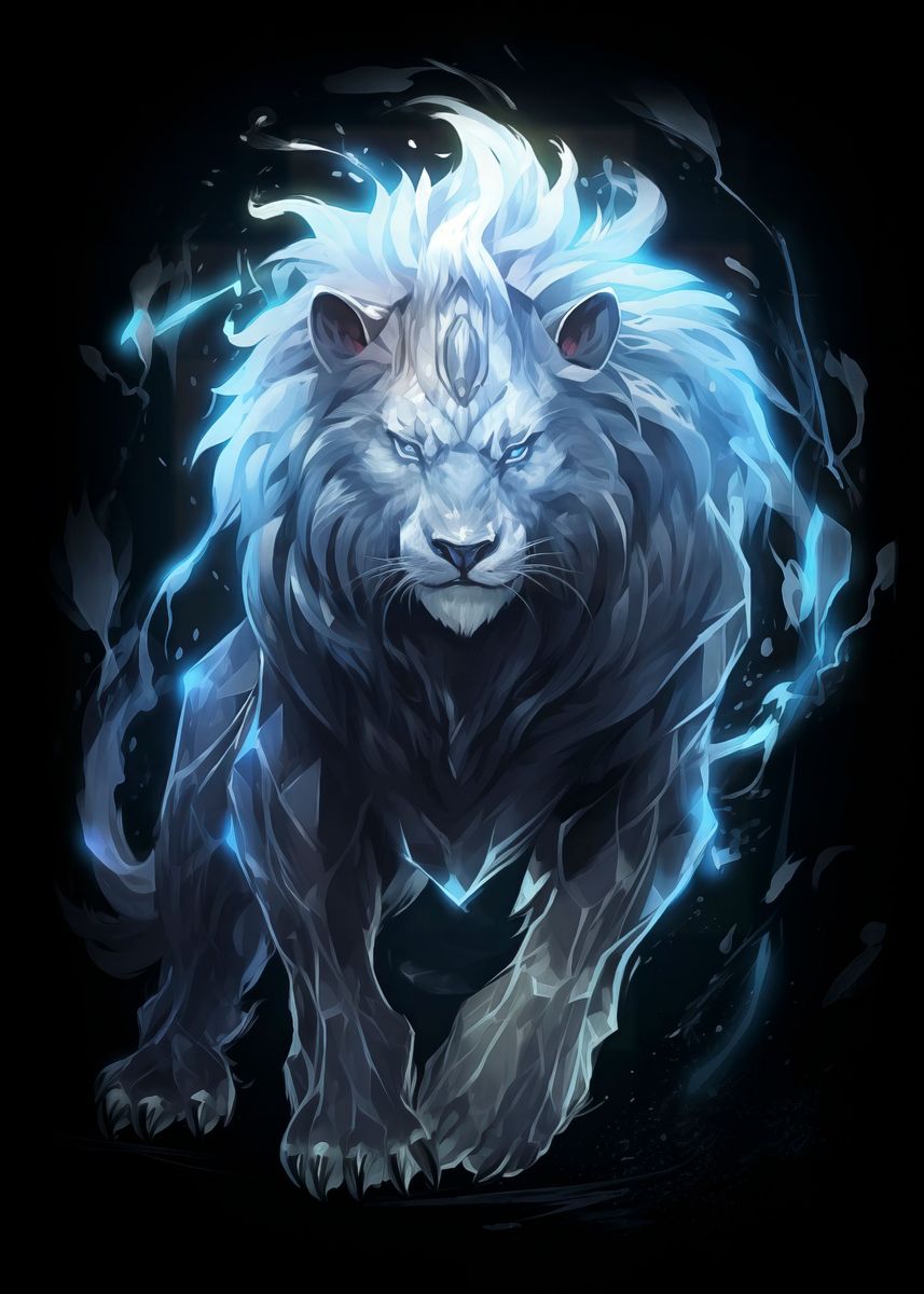 'Ice Stare Lion' Poster, picture, metal print, paint by Scott Prokop ...