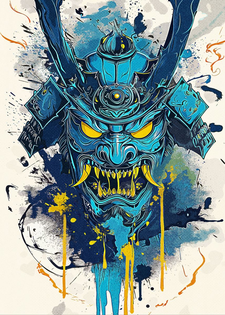 'Oni Mask paint' Poster, picture, metal print, paint by Anin Studio ...