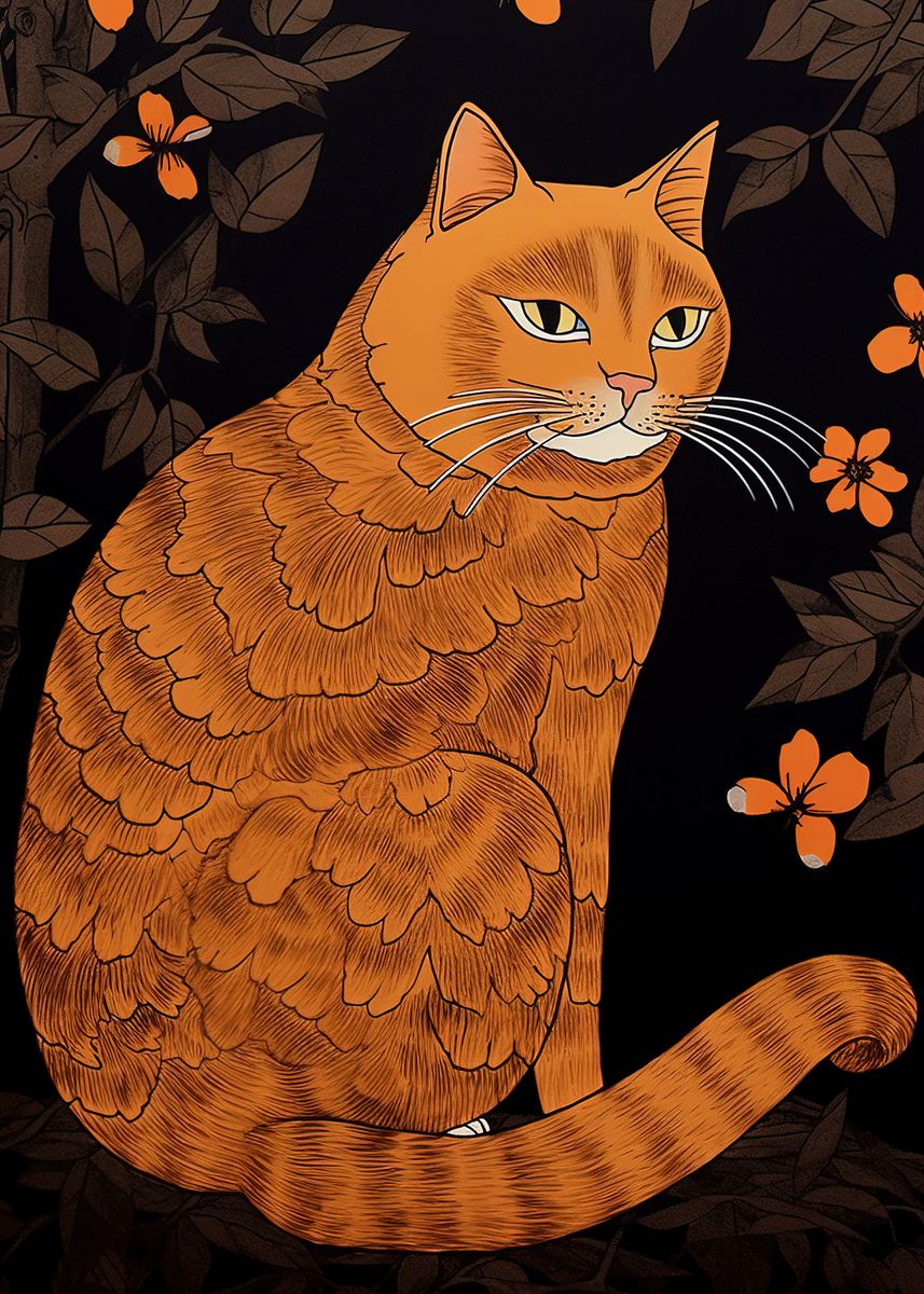 'Ginger Cat' Poster, picture, metal print, paint by Gray Pine Art ...