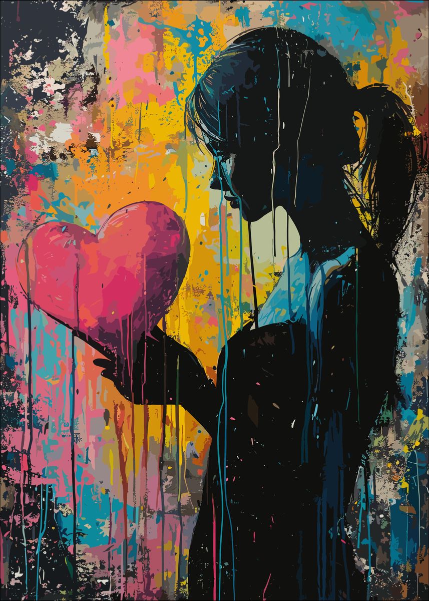 'Heart Graffiti Street Art' Poster, picture, metal print, paint by ...