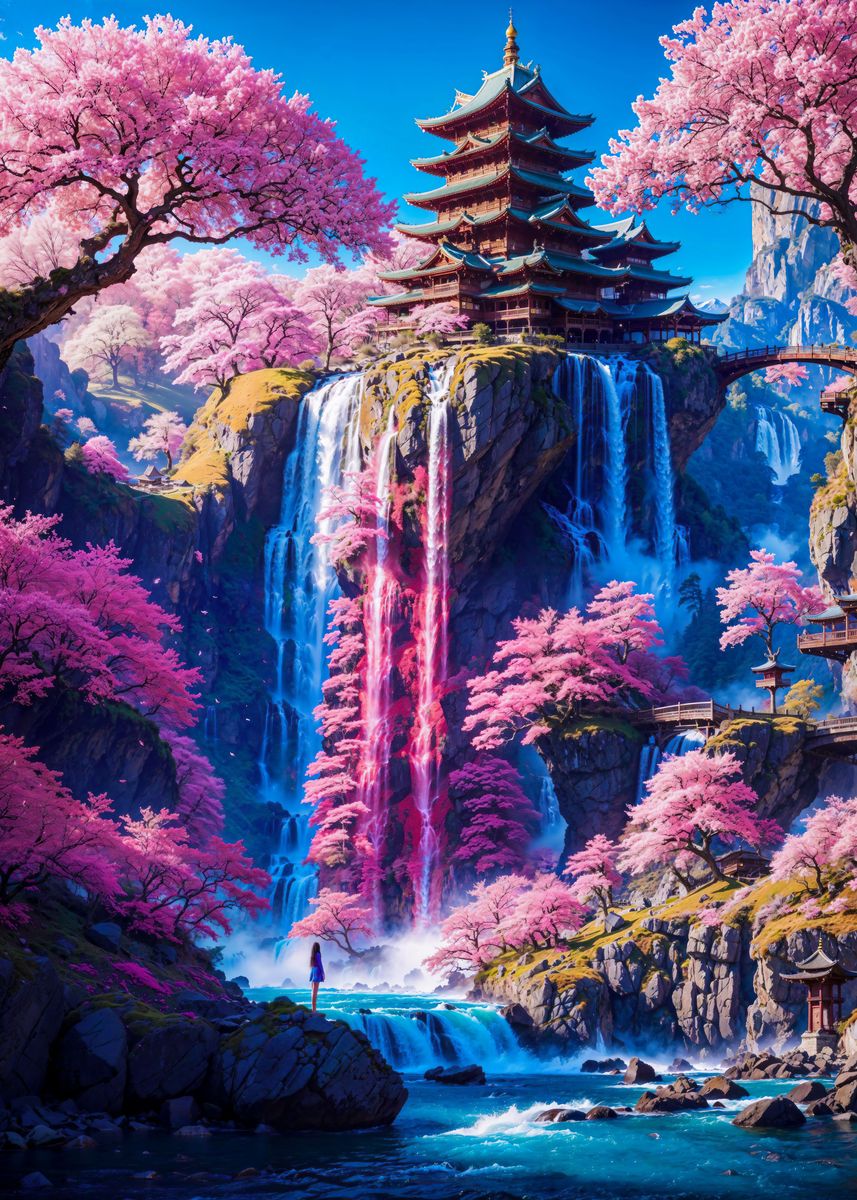 'Japan Waterfalls Art' Poster, picture, metal print, paint by Lootprint ...
